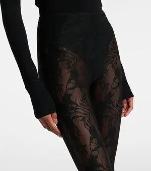 Norma Kamali Lace-embroidered Leggings - Black