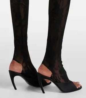 Norma Kamali Lace-embroidered Leggings - Black