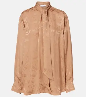 Stella McCartney Leopard-print Silk-blend Jacquard Blouse - Beige