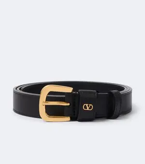 Valentino Garavani Vlogo Leather Belt - Black