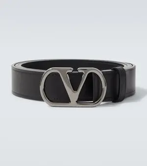Valentino Garavani Vlogo Leather Belt - Black