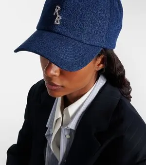Ruslan Baginskiy Embellished Denim Baseball Cap - Blue