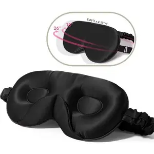 SILKSILKY 22 Momme Mulberry Silk Upgraded 3d Adjustable Eye Mask Black