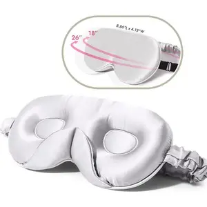 SILKSILKY 22 Momme Mulberry Silk Upgraded 3d Adjustable Eye Mask Lightgray
