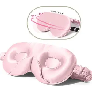 SILKSILKY 22 Momme Mulberry Silk Upgraded 3d Adjustable Eye Mask Pink