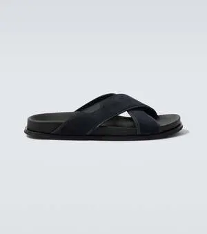 Brioni Leather-trimmed Suede Sandals