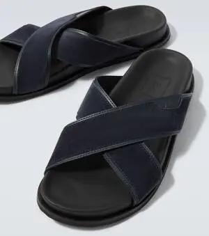 Brioni Leather-trimmed Suede Sandals