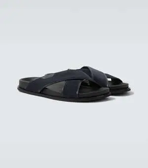 Brioni Leather-trimmed Suede Sandals