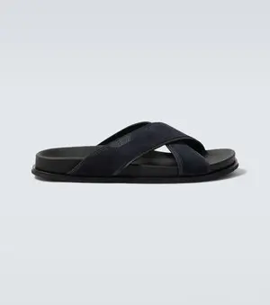Brioni Suede And Leather Sandals - Blue