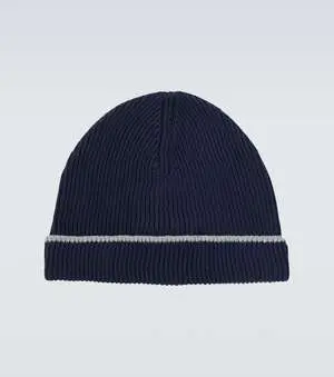 Brunello Cucinelli Ribbed-knit Cotton Beanie - Blue