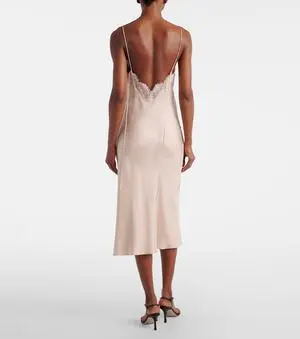 RÓHE Lace-trimmed Silk Satin Slip Dress - Pink