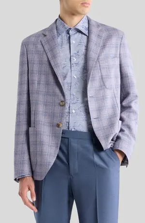Etro Plaid Silk And Wool Sport Coat - Glicine Viola Chiari