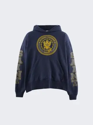 SAINT MXXXXXX Heavyweight Cotton Hoodie With Printed Logos - Blue