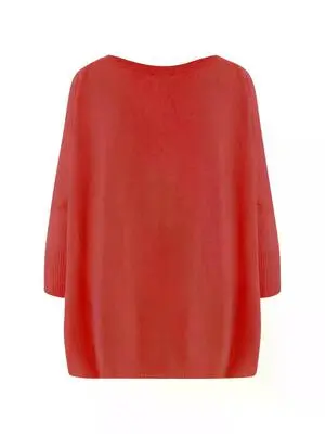 ALLUDE V-neck Ribbed Sweater - Red