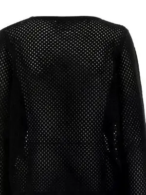 ALLUDE Geometric Openwork Sweater - Black