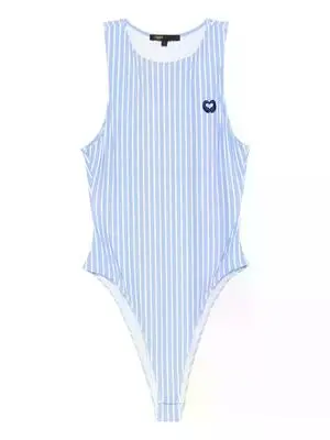 Maje Striped Logo-embroidered Bodysuit