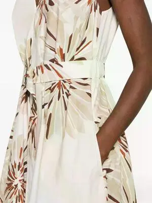 Brunello Cucinelli Floral Belted Midi Dress - Neutrals
