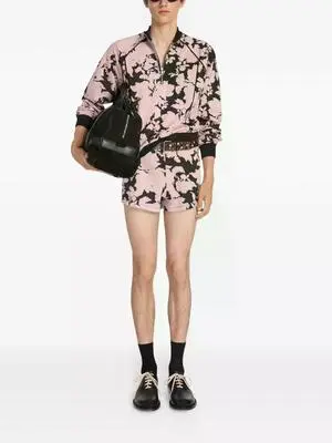 Dries Van Noten Floral-print Ribbed Jacquard Shorts - Pink