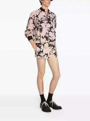 Dries Van Noten Floral-print Ribbed Jacquard Shorts - Pink