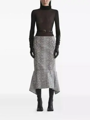 MUGLER Snake Print Midi Skirt