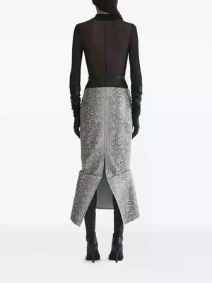 MUGLER Snake Print Midi Skirt