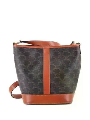 Celine Triomphe Coated Canvas Small Bucket Bag - Brown