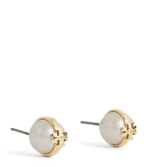 Tory Burch Pearl Stud Earrings - Silver