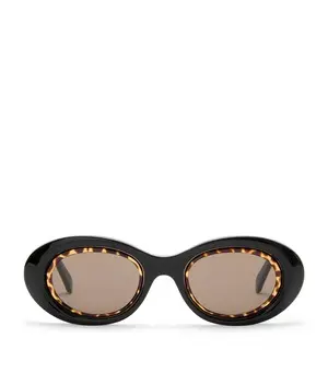 Loewe Mini Anagram Oval Sunglasses - Black
