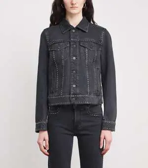 7 For All Mankind Studded Denim Trucker Jacket