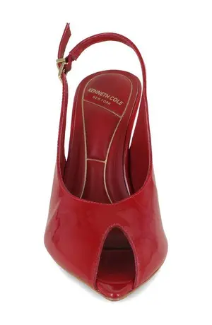 KENNETH COLE Priya Slingback Peep Toe Pump - Red Patent