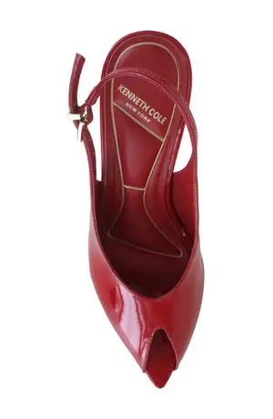 KENNETH COLE Priya Slingback Peep Toe Pump - Red Patent