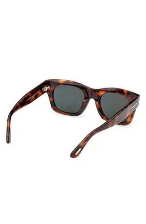 TOM FORD Emma 51mm Square Sunglasses - Classic Havana/green Lens