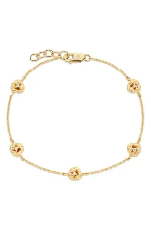 MADE BY MARY Cubic Zirconia Birthstone Flower Station Bracelet - Gold February