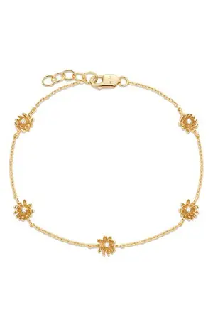 MADE BY MARY Cubic Zirconia Birthstone Flower Station Bracelet - Gold November