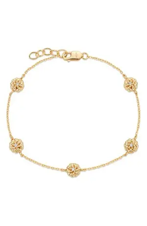 MADE BY MARY Cubic Zirconia Birthstone Flower Station Bracelet - Gold October