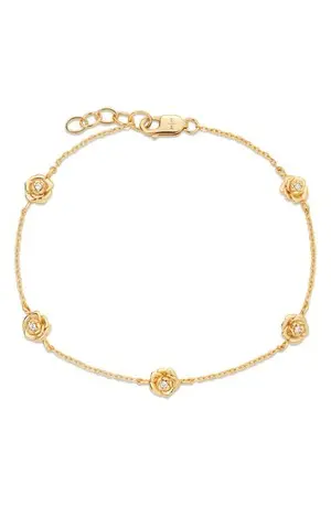 MADE BY MARY Cubic Zirconia Birthstone Flower Station Bracelet - Gold September