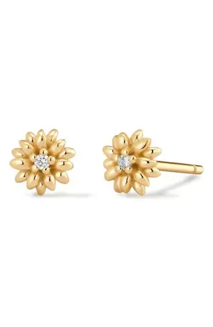 MADE BY MARY Cubic Zirconia Birthstone Flower Stud Earrings - Gold April
