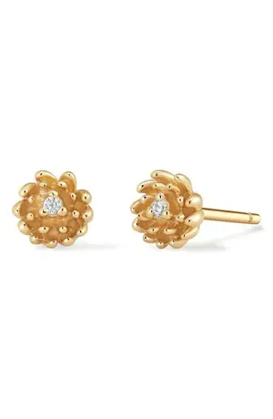 MADE BY MARY Cubic Zirconia Birthstone Flower Stud Earrings - Gold November