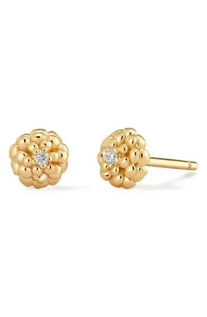 MADE BY MARY Cubic Zirconia Birthstone Flower Stud Earrings - Gold October