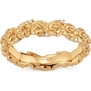 MADE BY MARY Cubic Zirconia Birthstone Flower Eternity Band Ring - Gold June