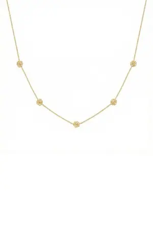 MADE BY MARY Cubic Zirconia Birthstone Flower Station Necklace - Gold January