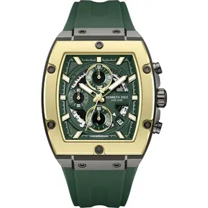 KENNETH COLE Sport Tonneau Chronograph Strap Watch - Green