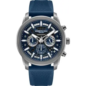 KENNETH COLE Sport Chronograph Silicone Strap Watch - Blue