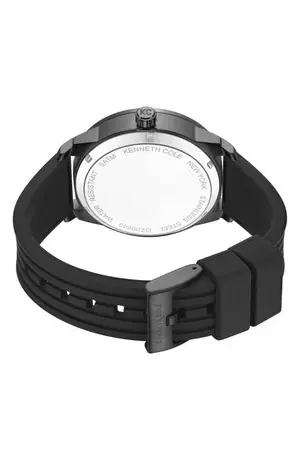 KENNETH COLE Skeleton Automatic Silicone Strap Watch