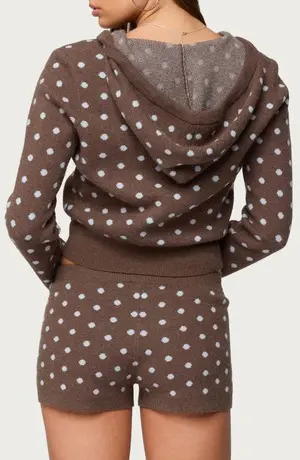 EDIKTED Polka Dot Knit Hooded Jacket