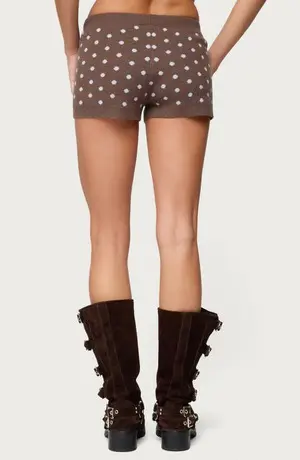 EDIKTED Polka Dot Knit Drawstring Shorts