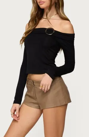 EDIKTED Mazi Foldover Ring Off-the-shoulder Top