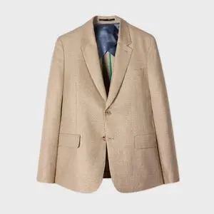 Paul Smith Tan Sharkskin Linen-wool Buggy-lined Blazer - Brown