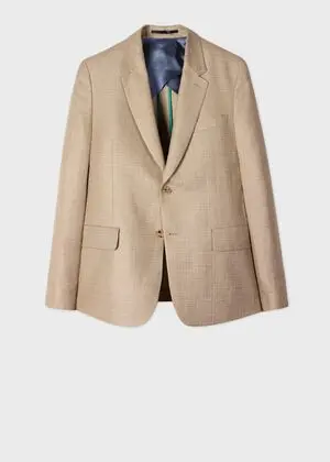 Paul Smith Tan Sharkskin Linen-wool Buggy-lined Blazer - Brown