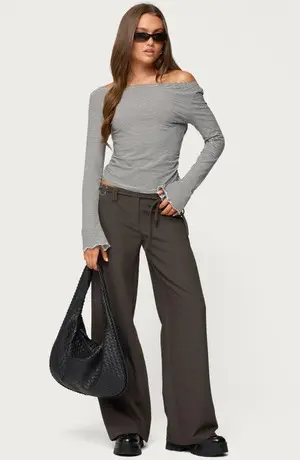 EDIKTED Raphael Tie Waist Wide Leg Pants